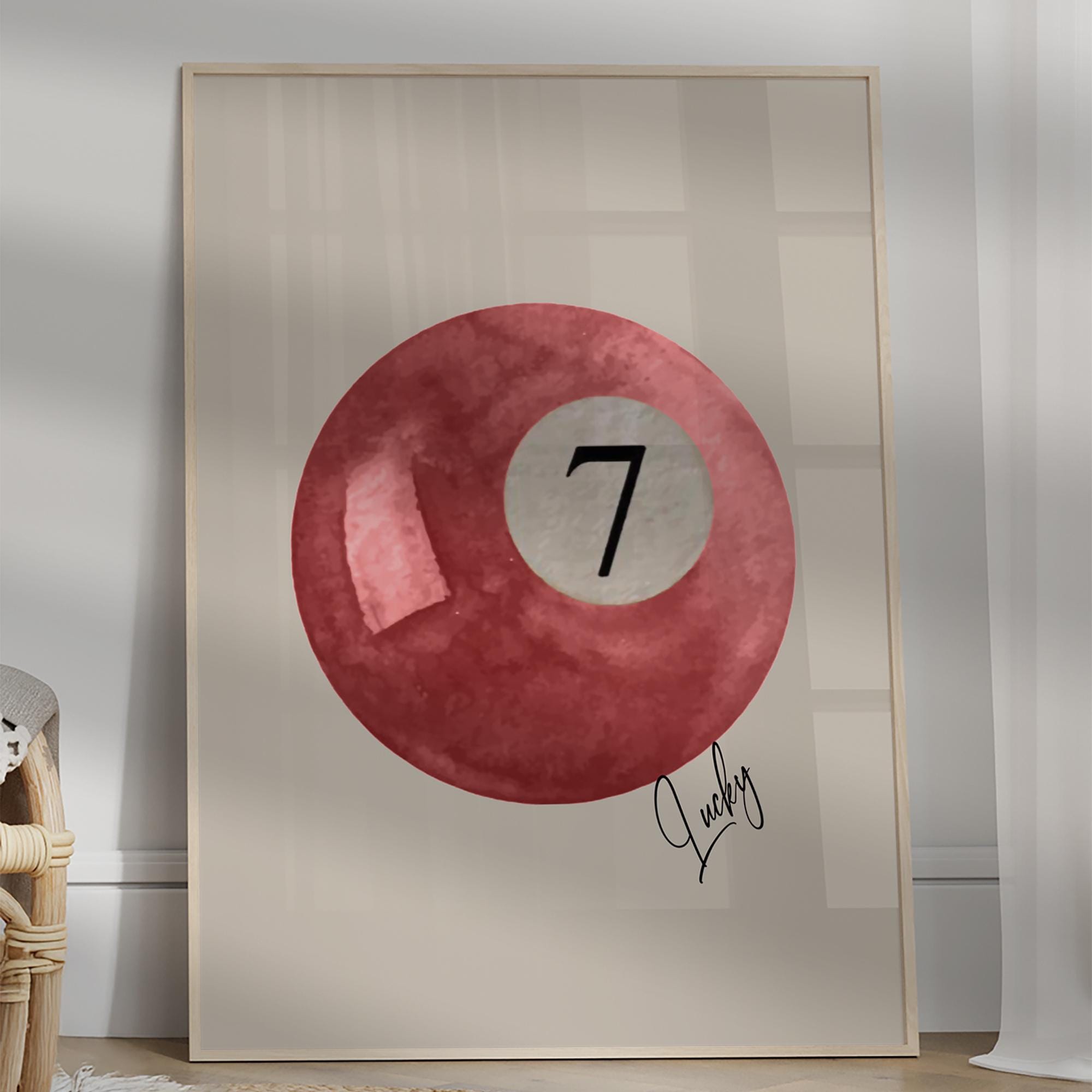 Set of 3 Poster, 8 Pool Ball Wall Art, Lucky Poster, Ace Card Print ...