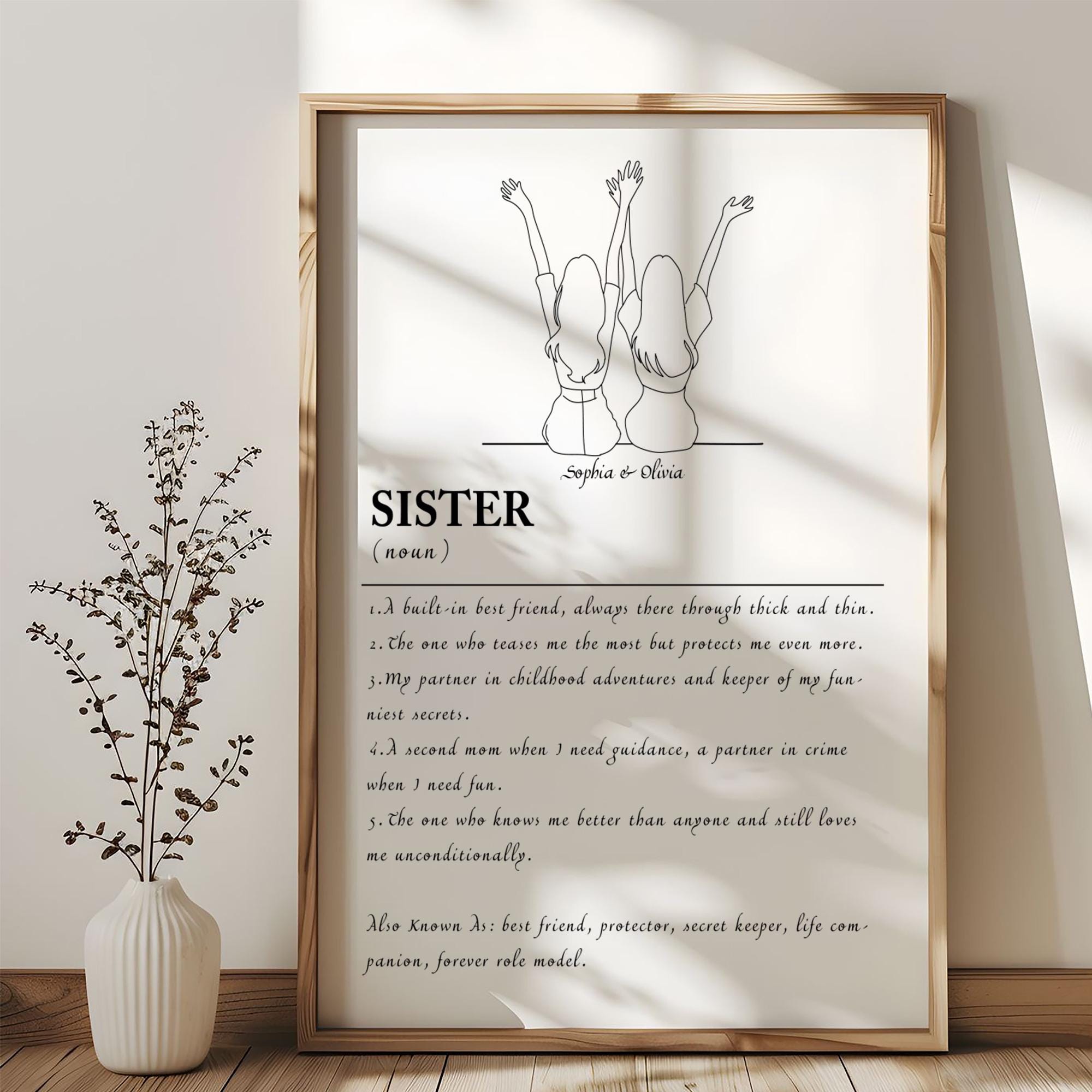 Personalised Sister Definition Print, Custom Name Poster, Sister Gift ...