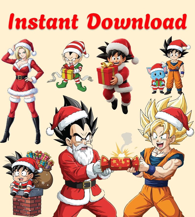 Dragon Ball Z Christmas Bundle | SVG PNG JPG | Anime Holiday Tags ...
