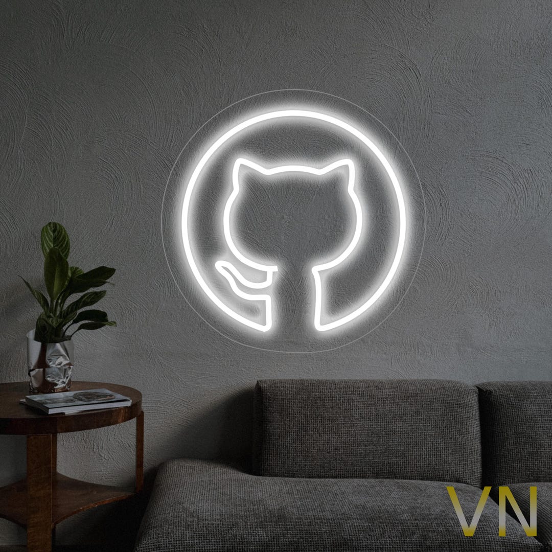 Github Neon Sign, Led Neon Light, Kitten Signage, Cute Cat Neon ...