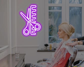 Barber Scissors & Comb Neon Sign, Custom LED Light - Etsy