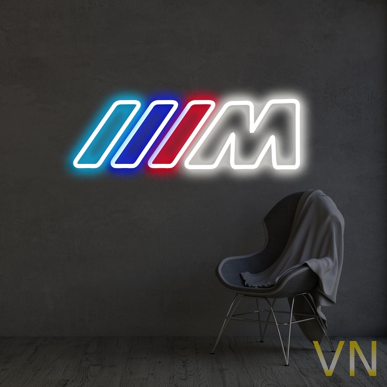 M Logo Neon Sign, M Logo Car Decor, Car Logo Neon Sign, Garage Neon ...