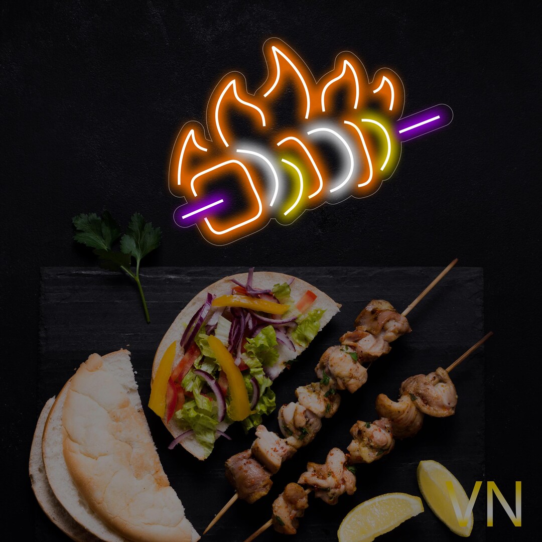 Doner Kebab Neon Sign, Custom Shawarma LED Neon Light Grill Bar BBQ Bar ...