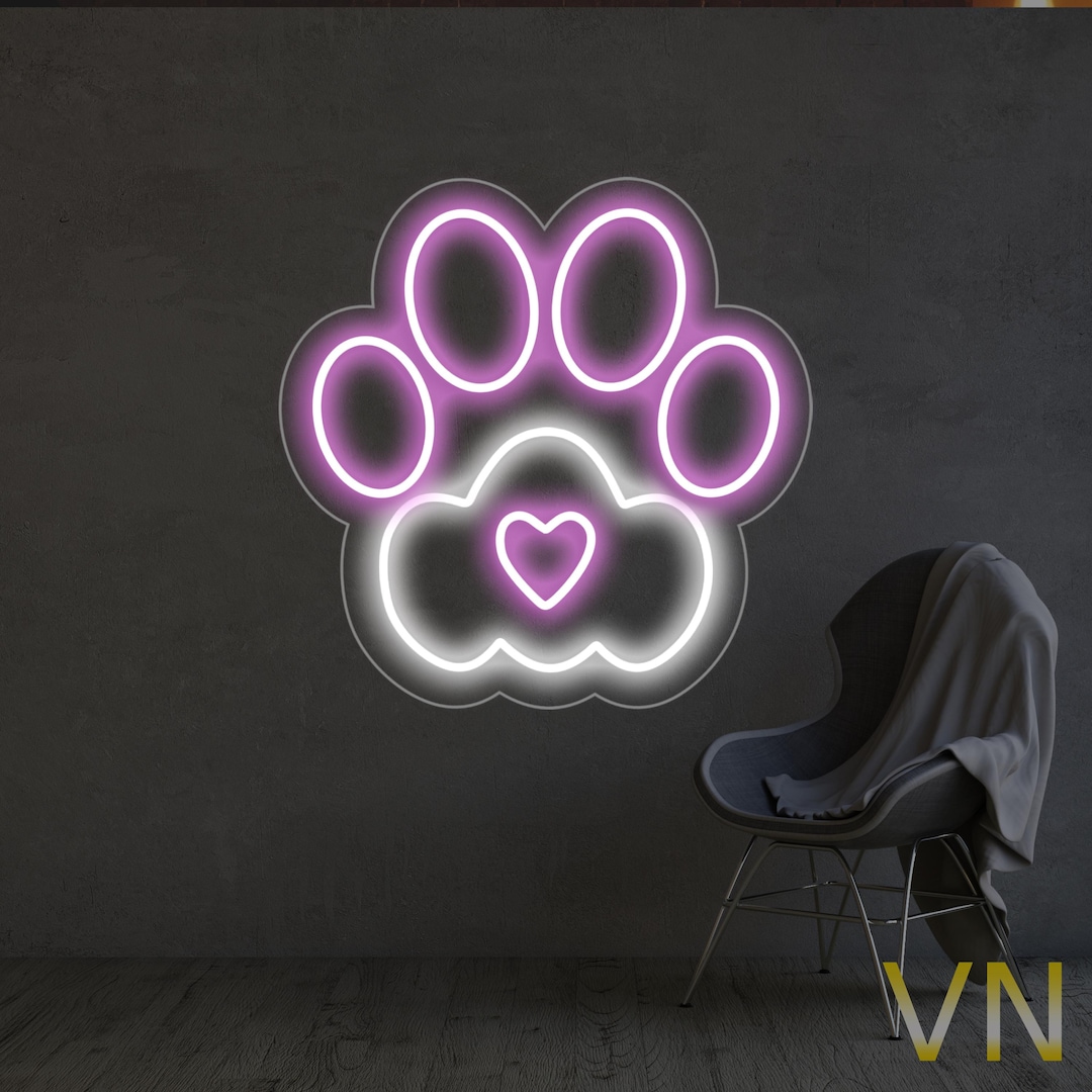 Paw Print Neon Sign Animals Paw Print Custom Neon Sign Led Light Wall ...