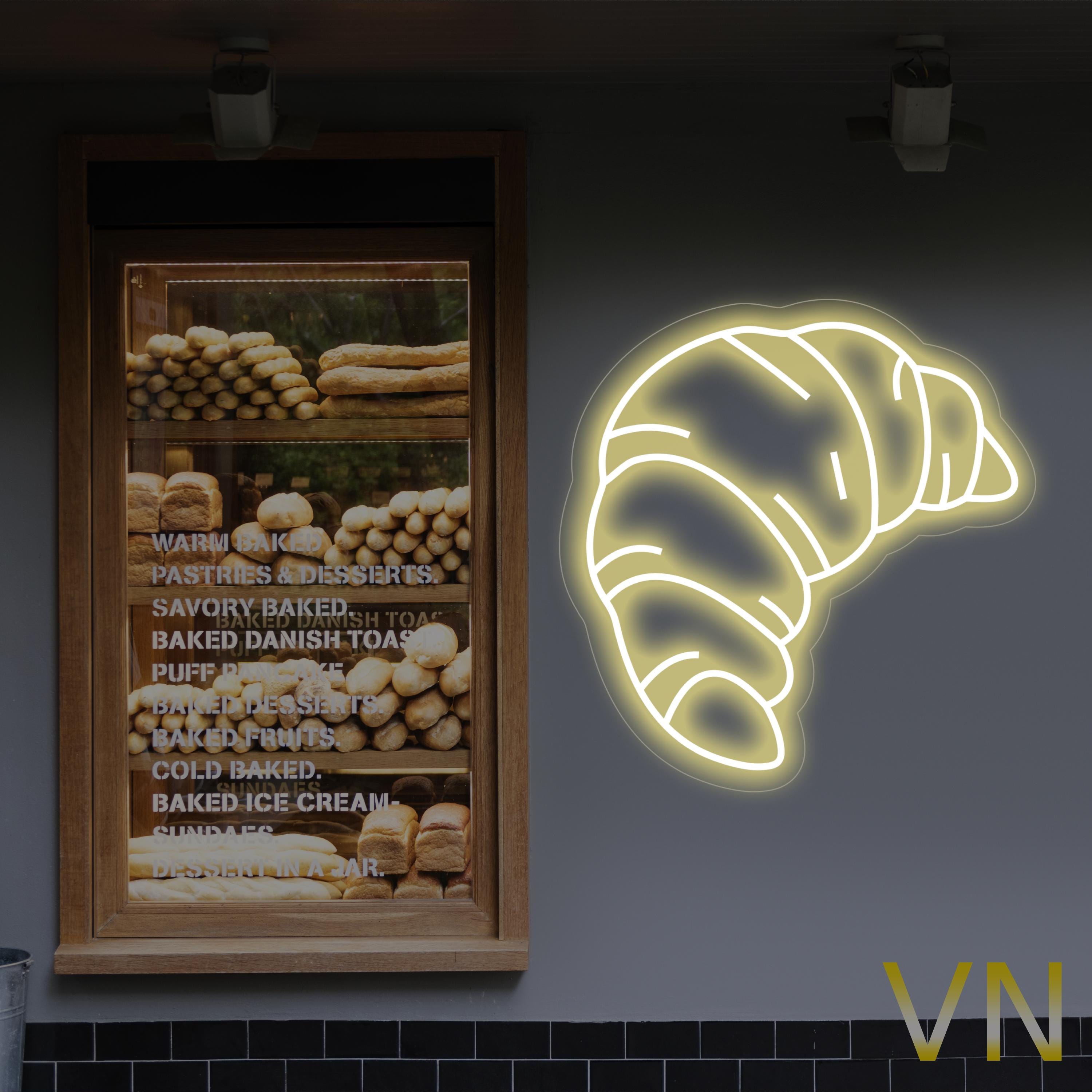Croissant Neon Sign, Croissant Led Neon Sign, Bakery Neon Lights ...