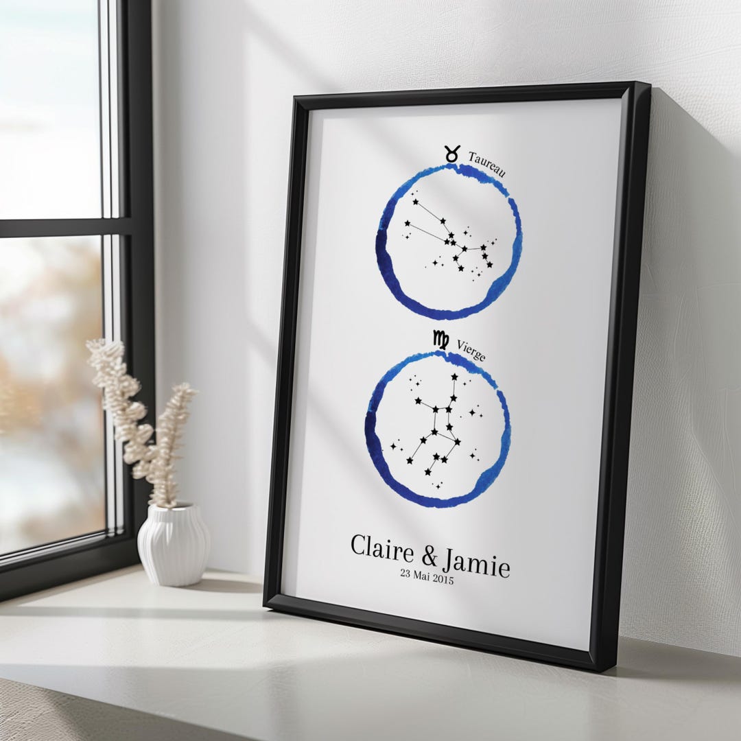 Personalized Couple Poster, Constellations, Astrological Sign, Original ...