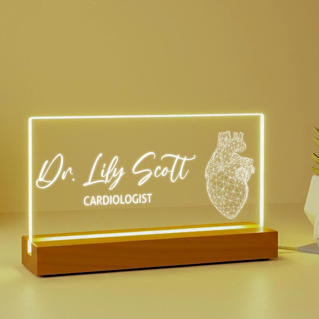Heart Surgeon Name Plate, Heart Surgeon Personalized 3D Lamp, Custom ...