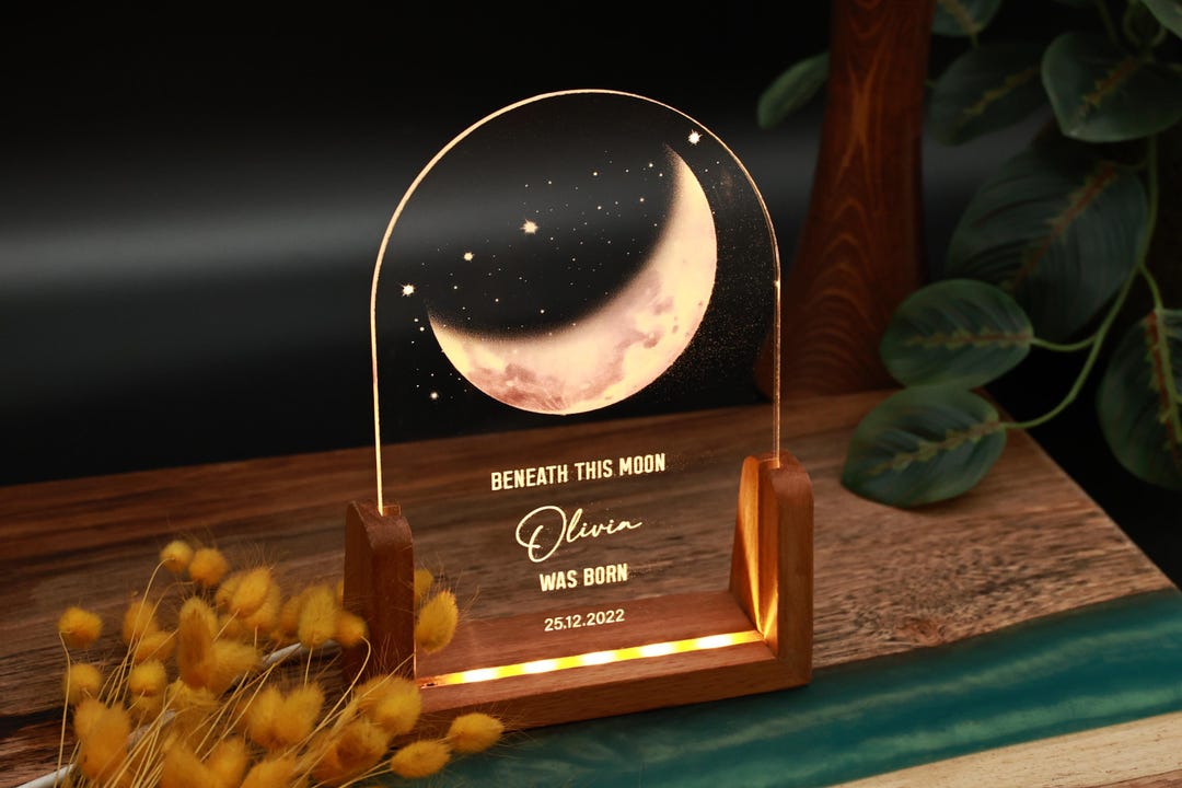 Custom Moon Phase Light - Personalized Gift for Him, Birthday Keepsake ...