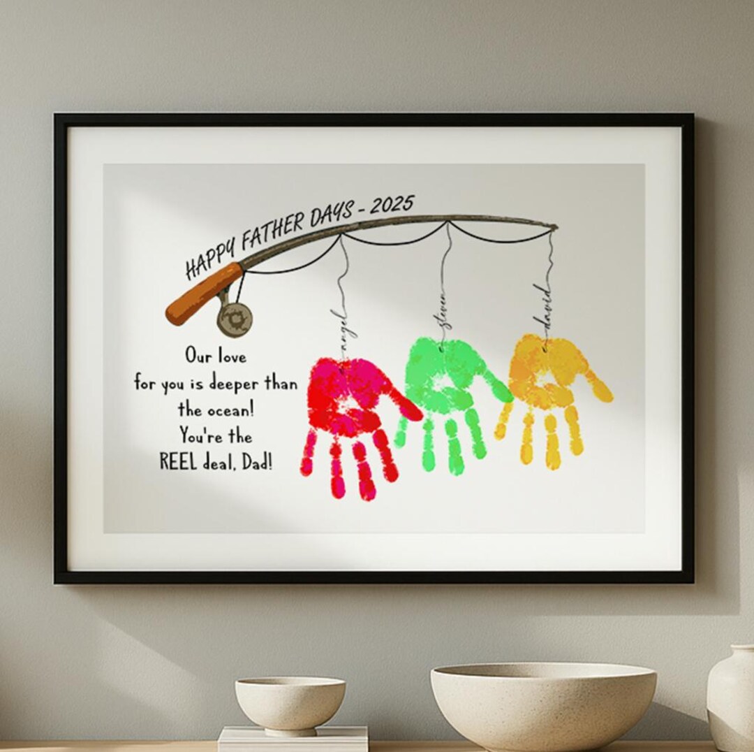 Custom Handprint Fishing Art for Dad – Printable Father’s Day Gift From ...