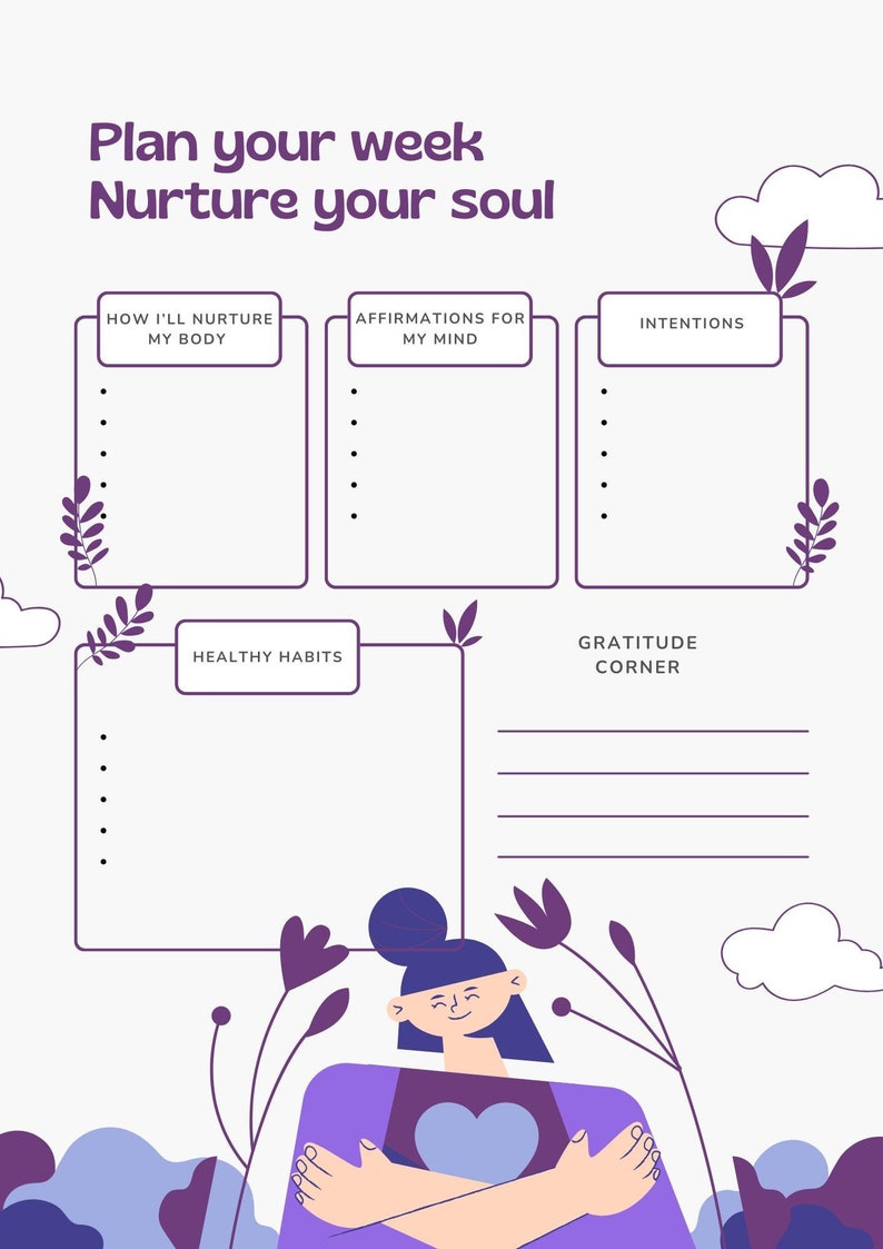 Weekly Self Care Planner - Etsy