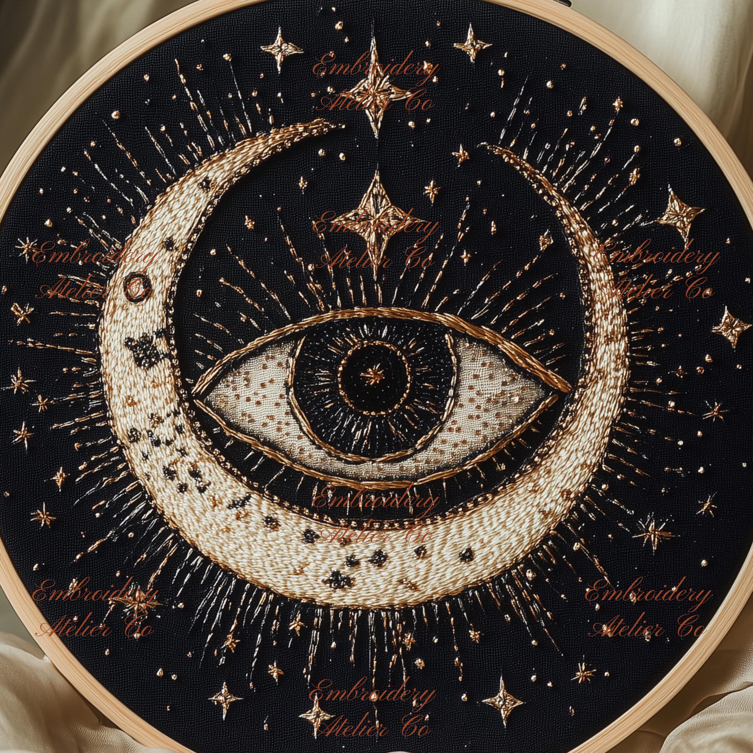 Celestial Hand Embroidery Design, All Seeing Eye Embroidery PDF Pattern ...
