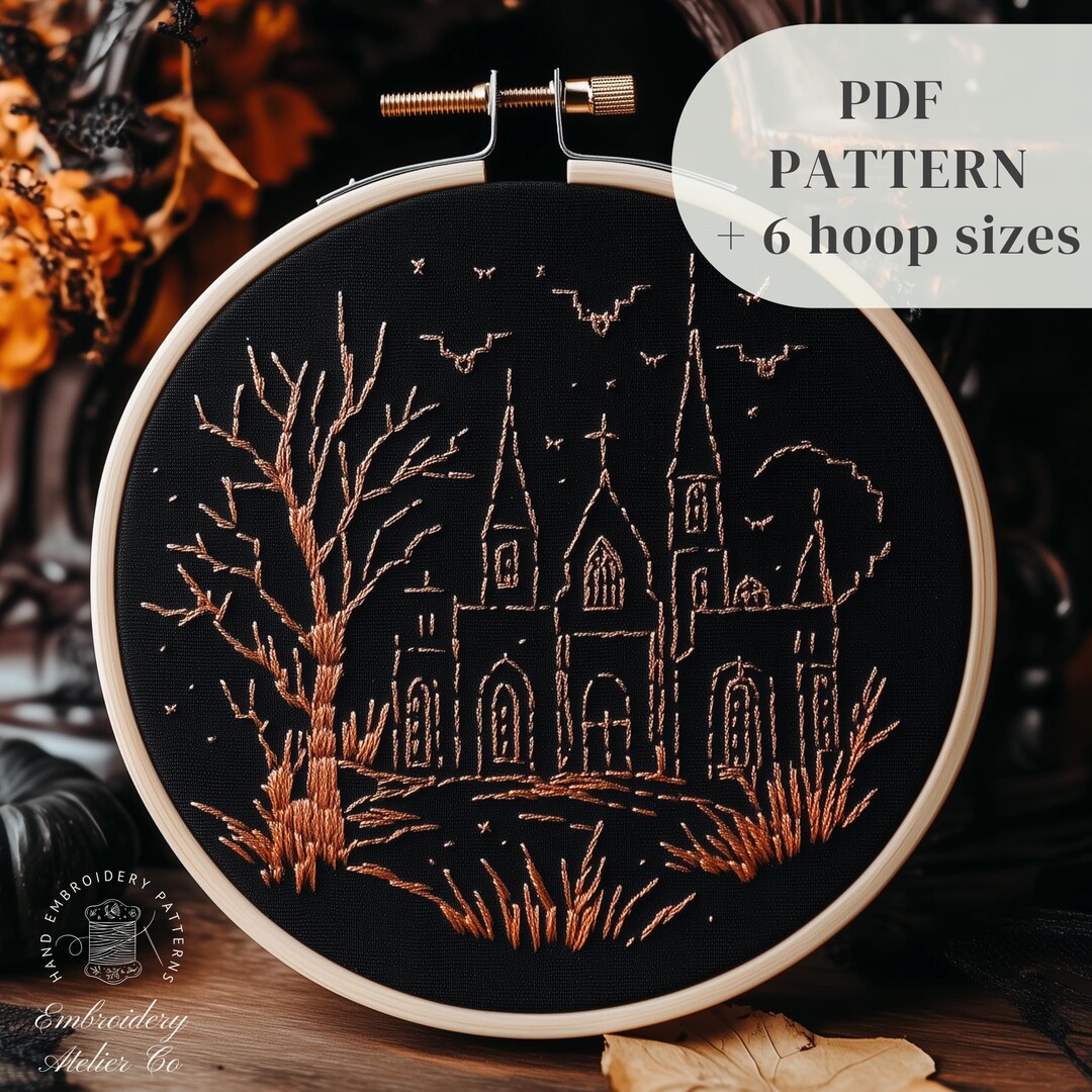 Halloween Embroidery Design, Spooky Embroidery PDF Pattern, Printable ...