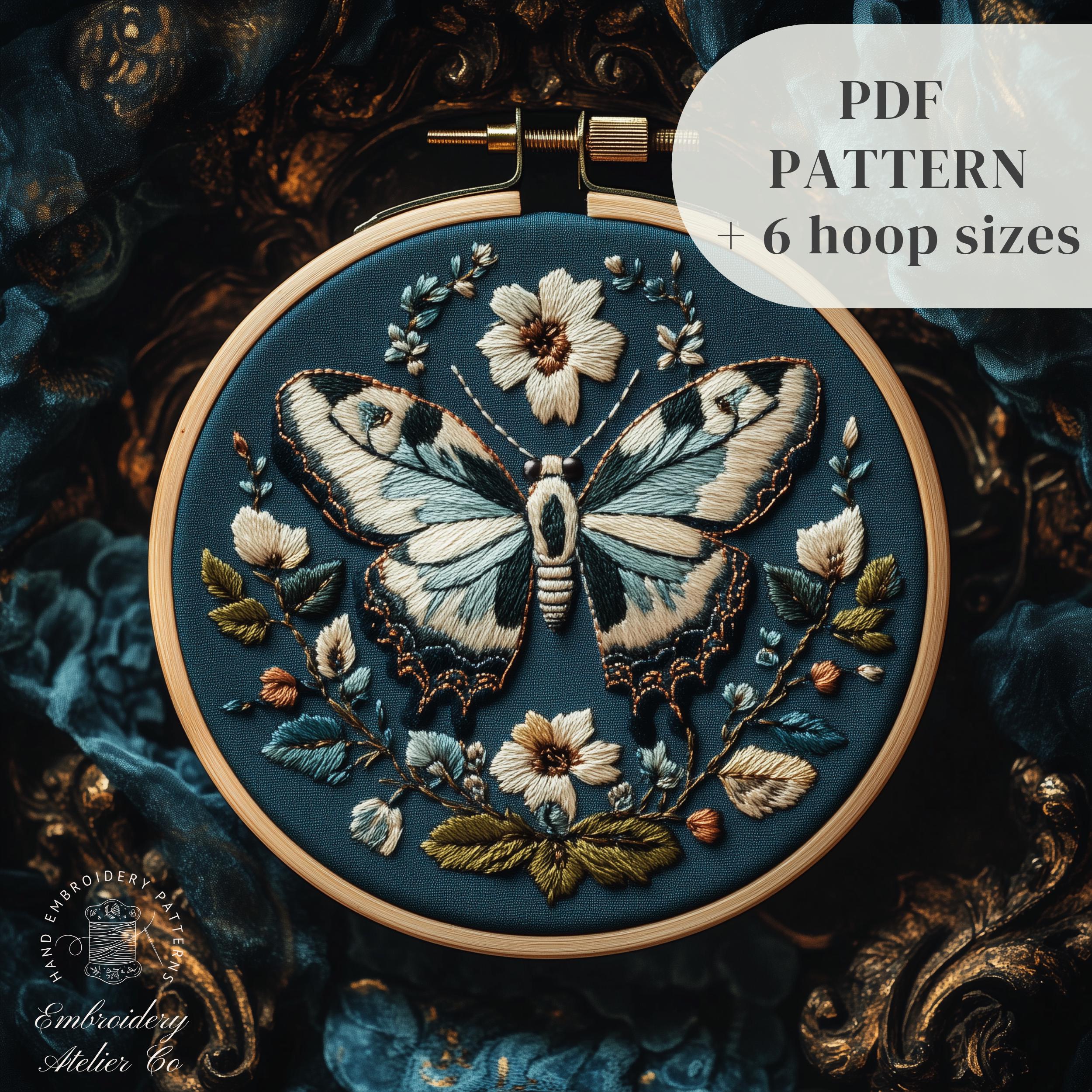 Gothic Luna Moth Embroidery Design, Insect Hand Embroidery Pattern ...