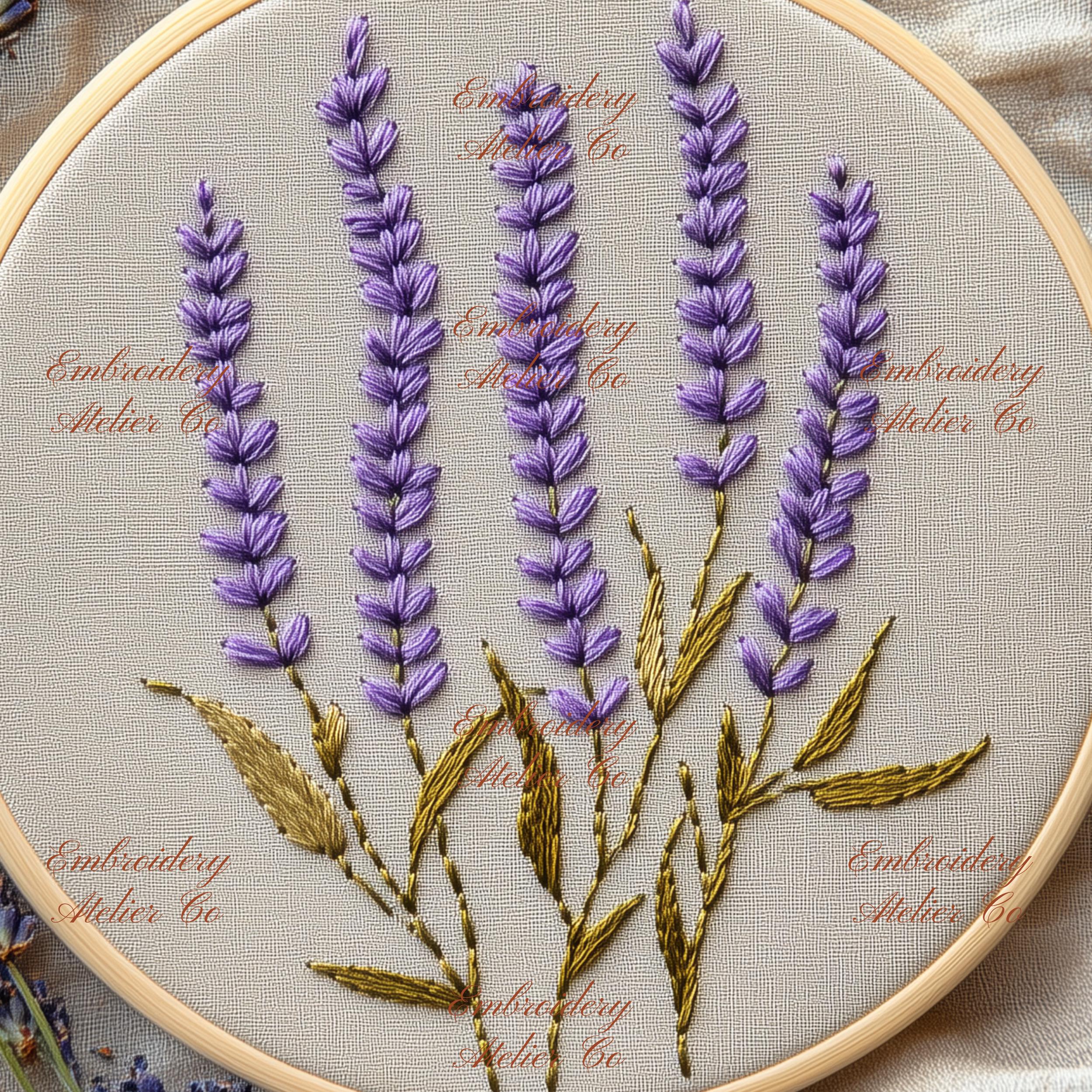 Purple Lavender Hand Embroidery Pattern, Flowers Embroidery PDF Design ...