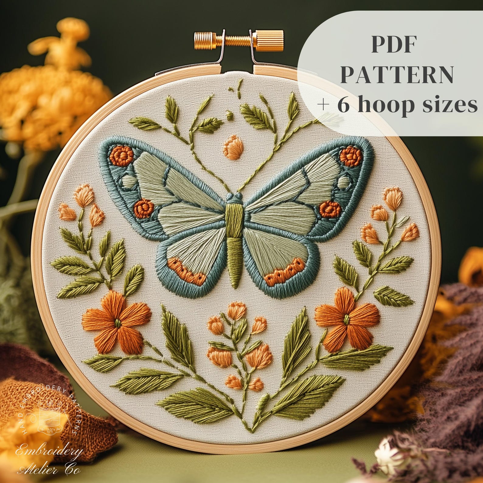 Luna Moth Hand Embroidery Pattern, Insect Hand Embroidery Design ...