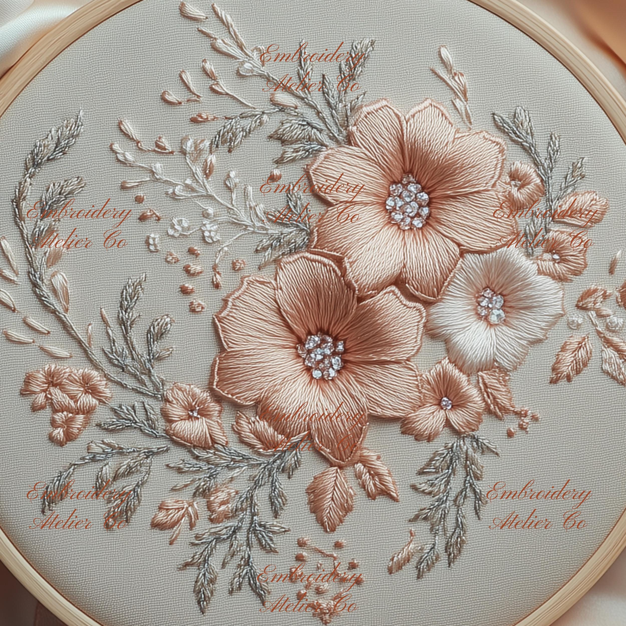 Wedding Flowers Hand Embroidery Pattern, Bride's Flowers Embroidery ...