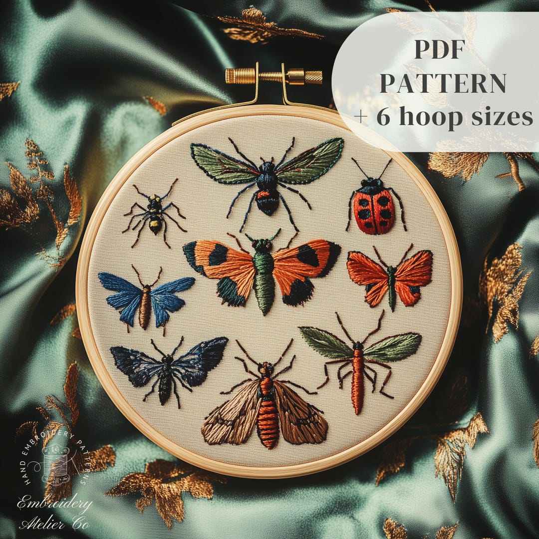Insects Hand Embroidery Pattern, Gothic Embroidery Design, Witchy DIY ...