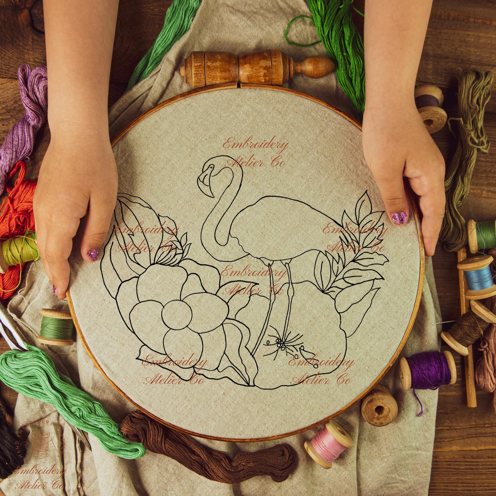 Flamingo Hand Embroidery Pattern, Summer Embroidery Design for ...