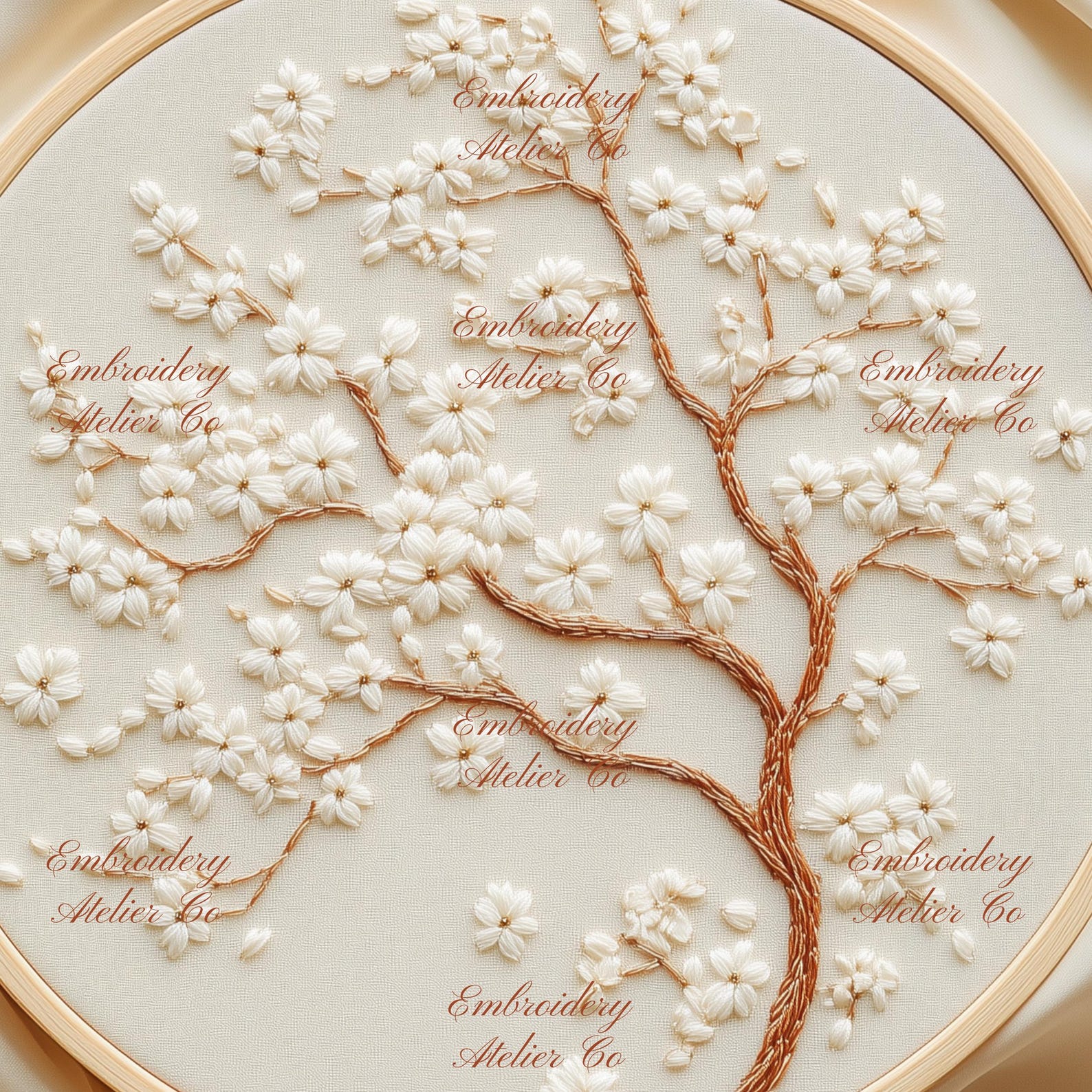 Sakura Flowers Embroidery Design, Sakura Tree Embroidery PDF Pattern ...