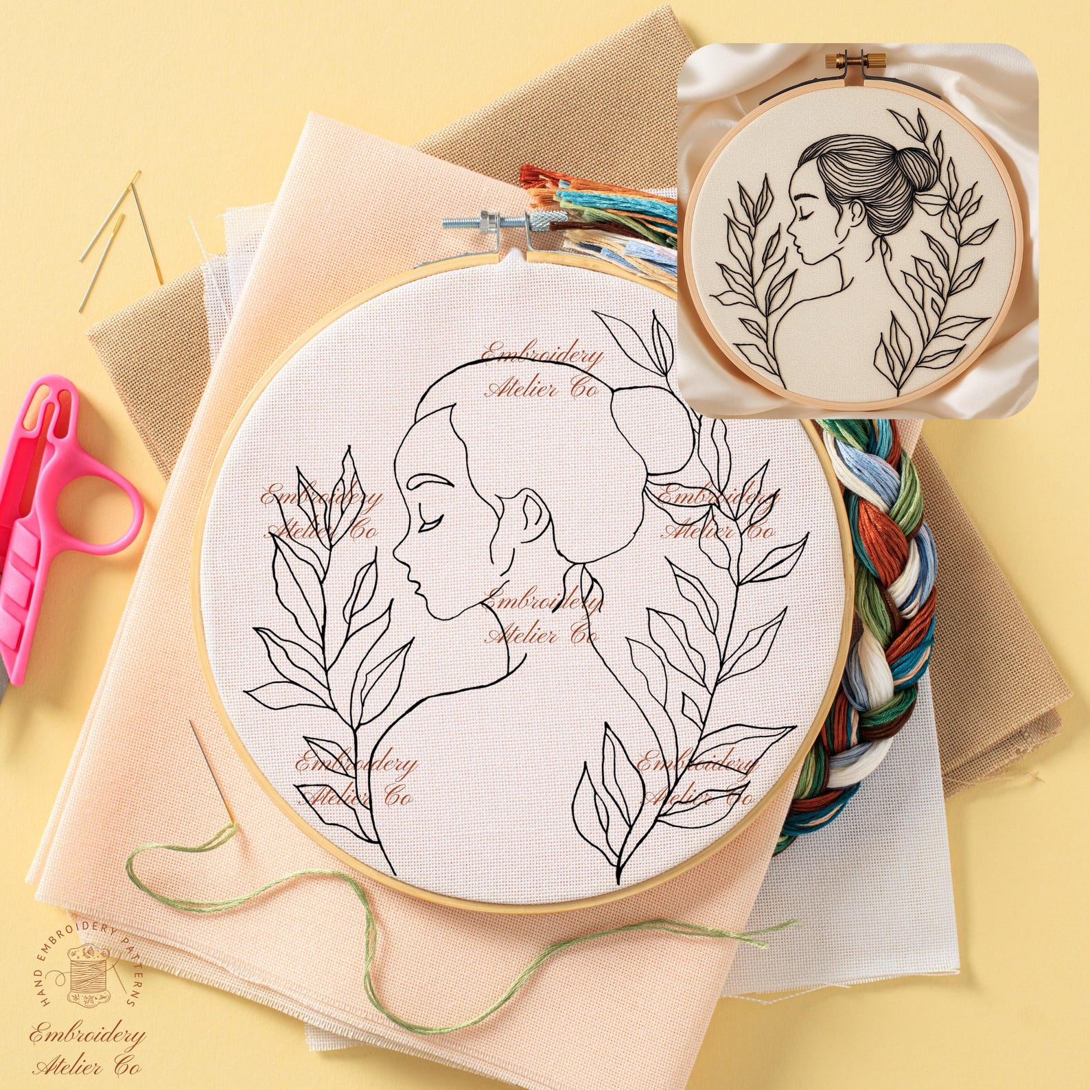 Woman Silhouette Embroidery PDF Pattern, Female Hand Embroidery Design ...