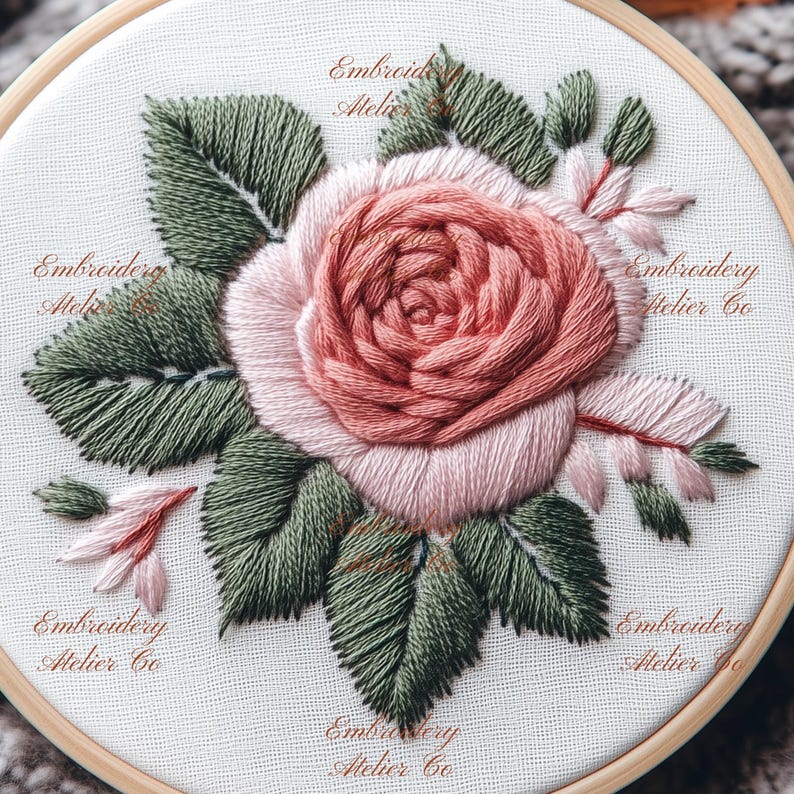 Rose Hand Embroidery PDF Pattern, June Birth Month Flower Embroidery ...