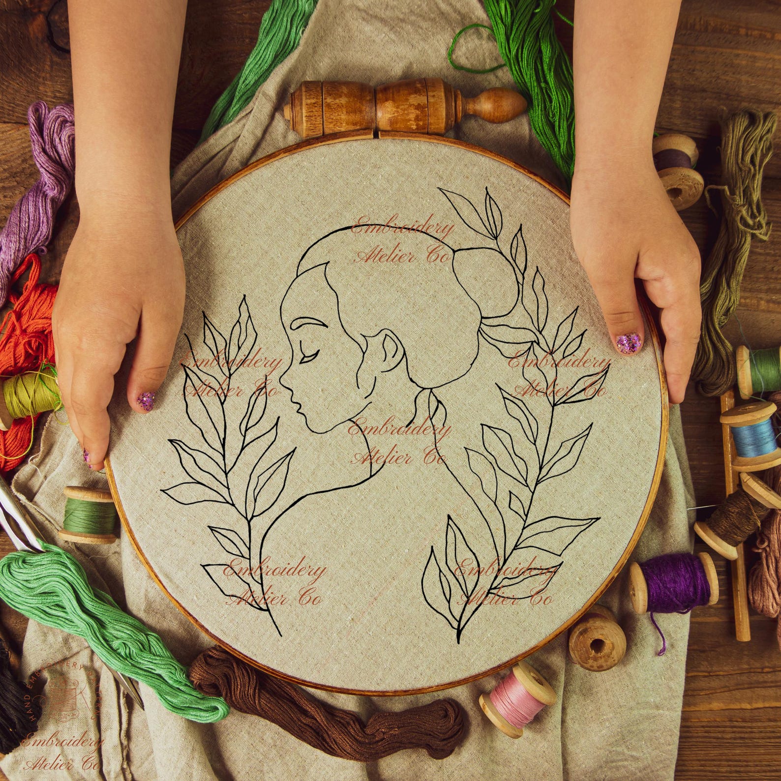 Woman Silhouette Embroidery PDF Pattern, Female Hand Embroidery Design ...
