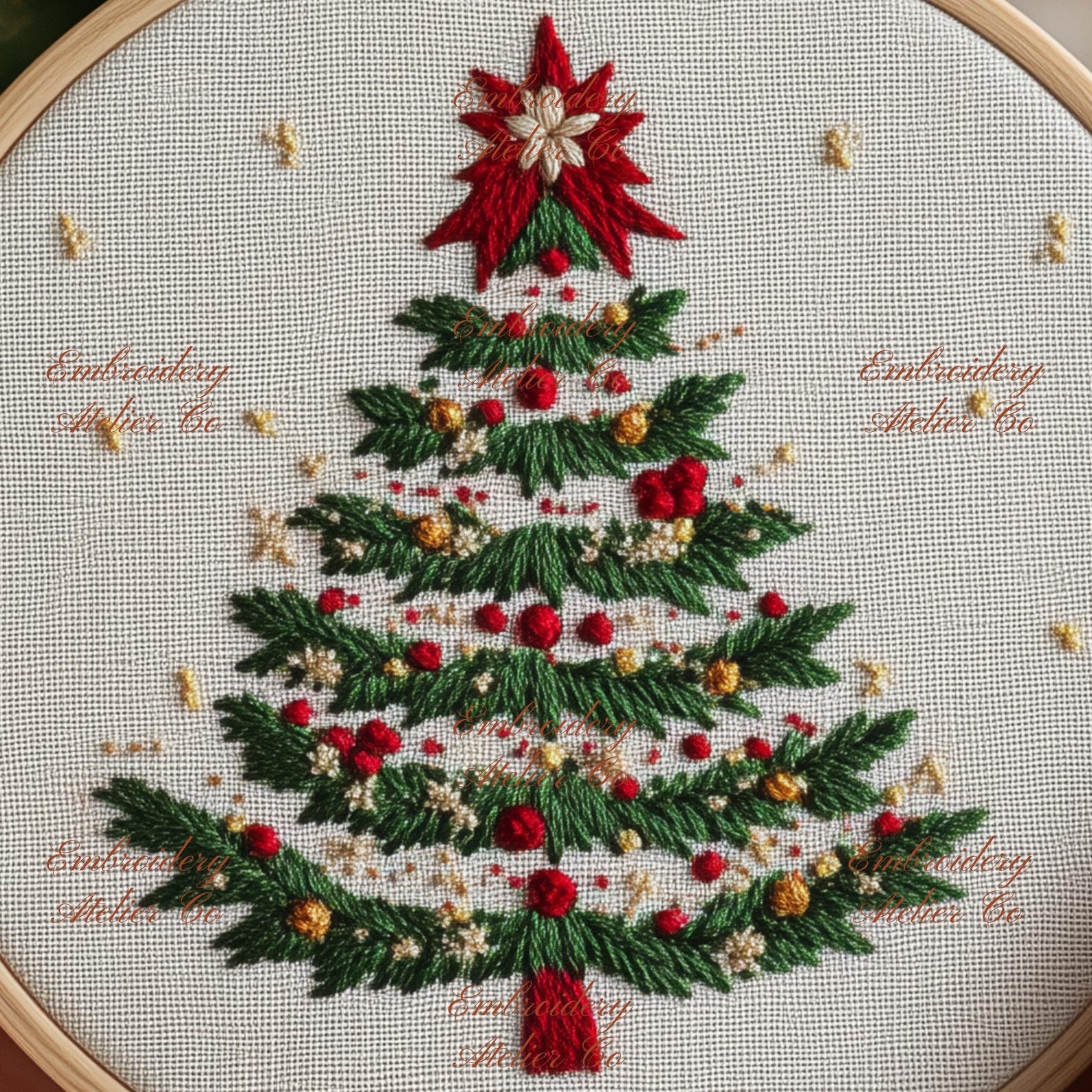 Christmas Tree Embroidery PDF Pattern, Winter Hand Embroidery Design ...