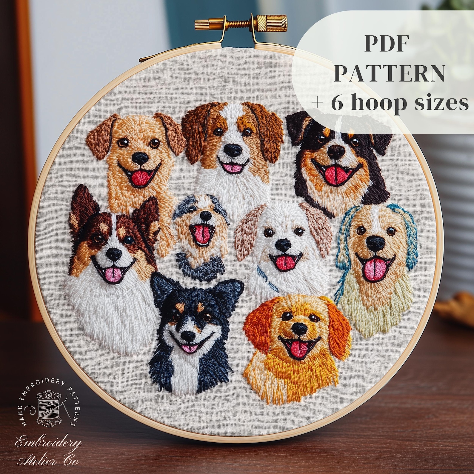 Cute Dogs Hand Embroidery Design, DIY Embroidery PDF Pattern, Animals ...
