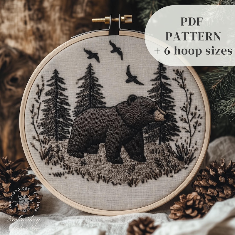 Bear Hand Embroidery - Etsy