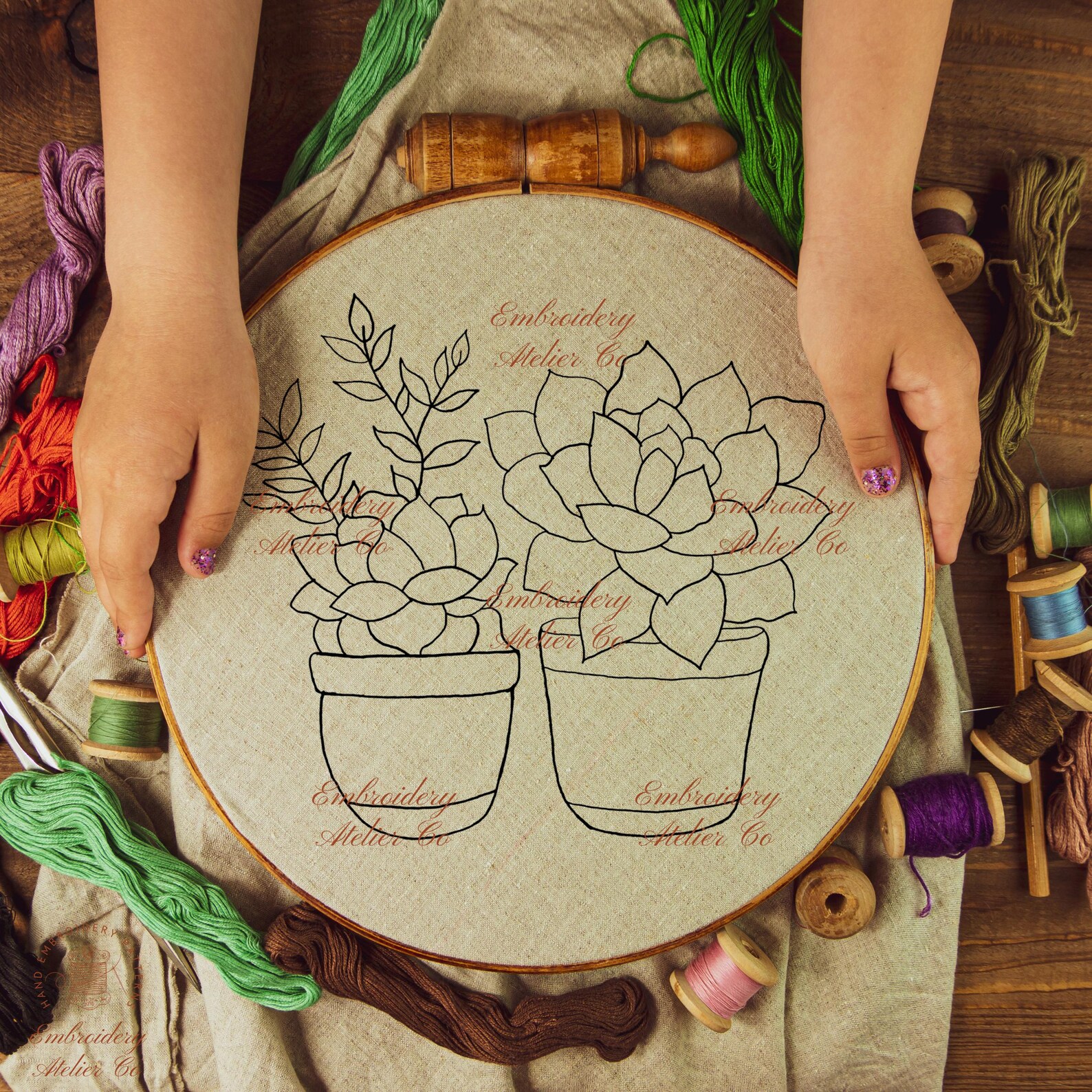 Succulent Plants Hand Embroidery Pattern, Easy Beginners Embroidery ...