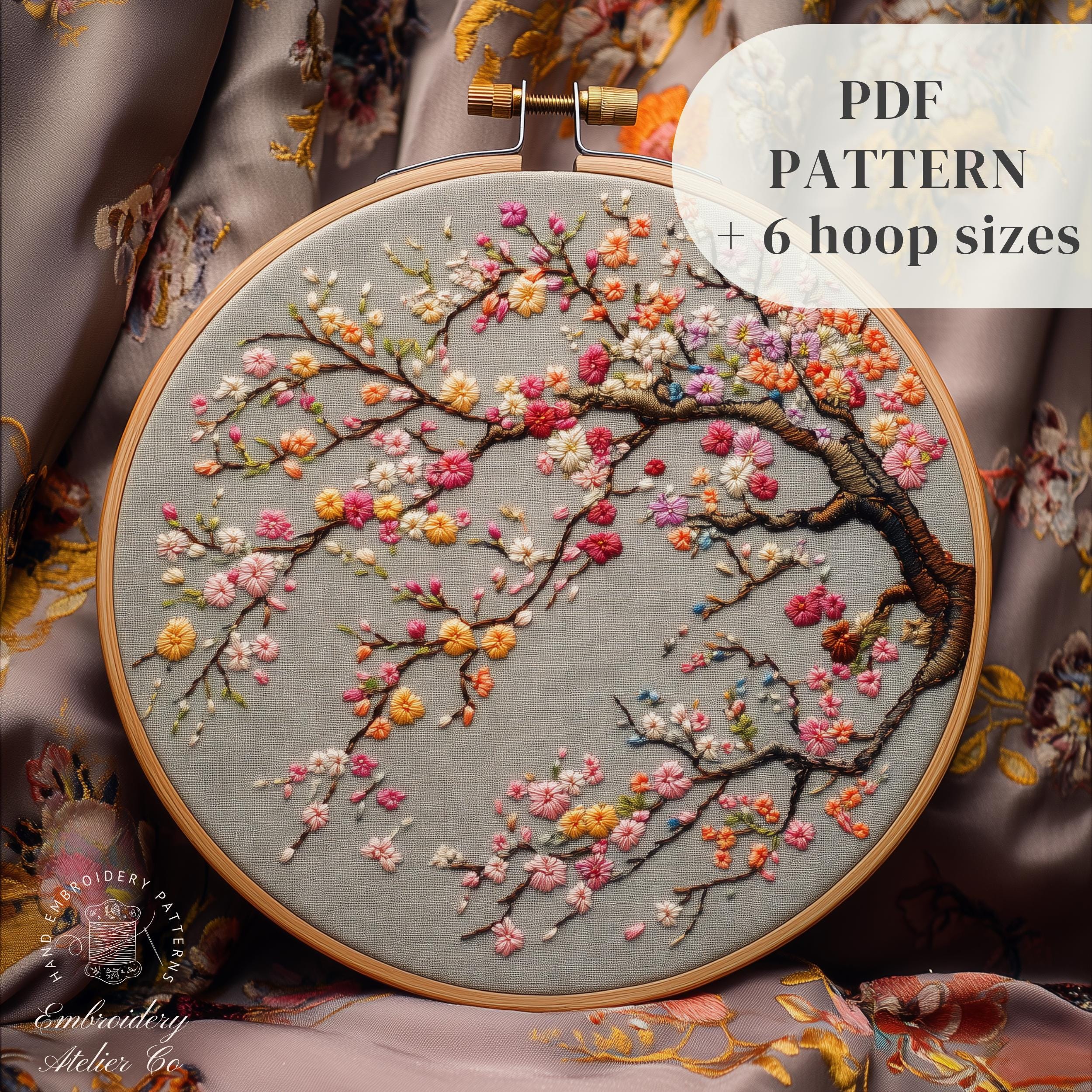 Sakura Flowers Embroidery Pdf Pattern Cherry Blossoms Hand Embroidery