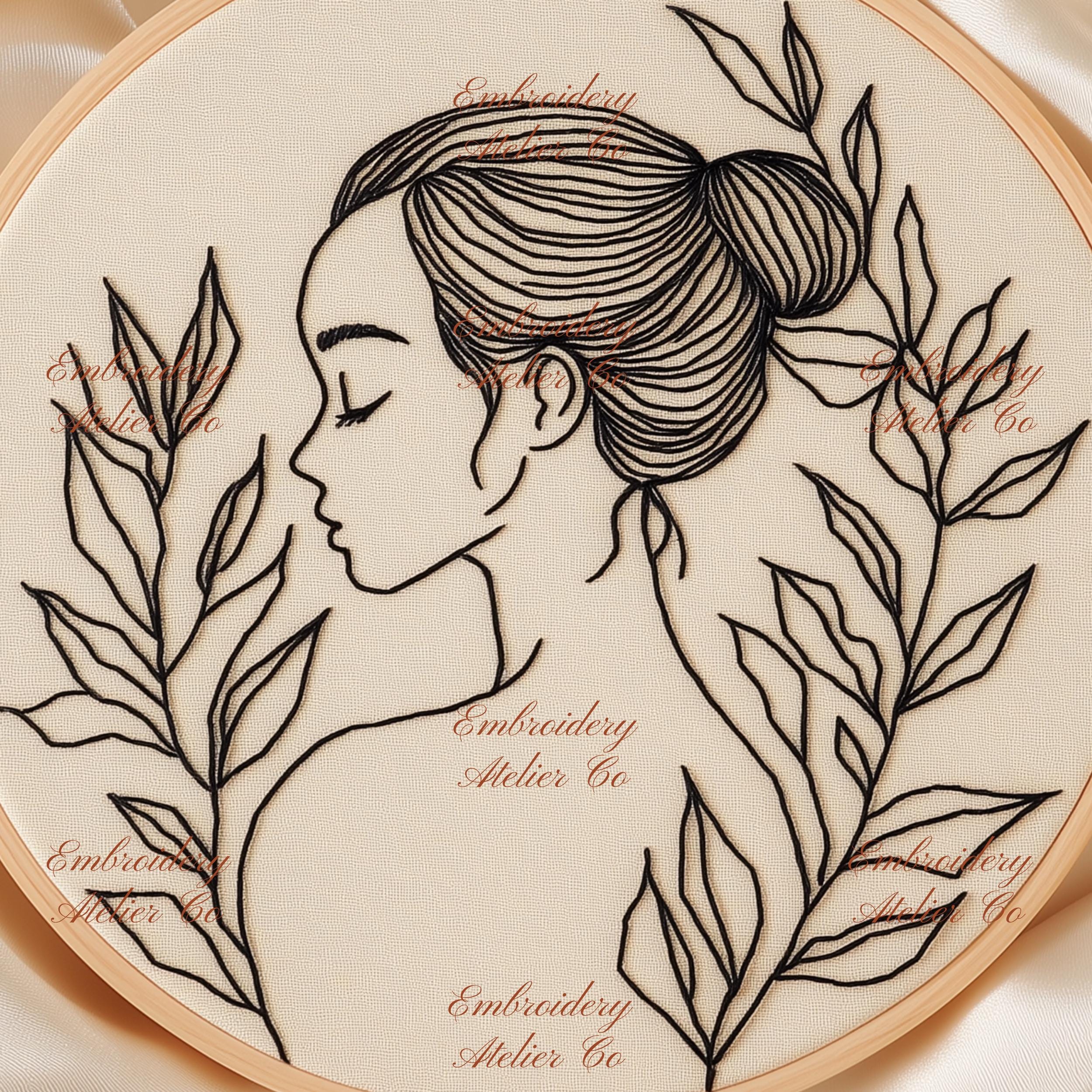 Woman Silhouette Embroidery PDF Pattern, Female Hand Embroidery Design ...