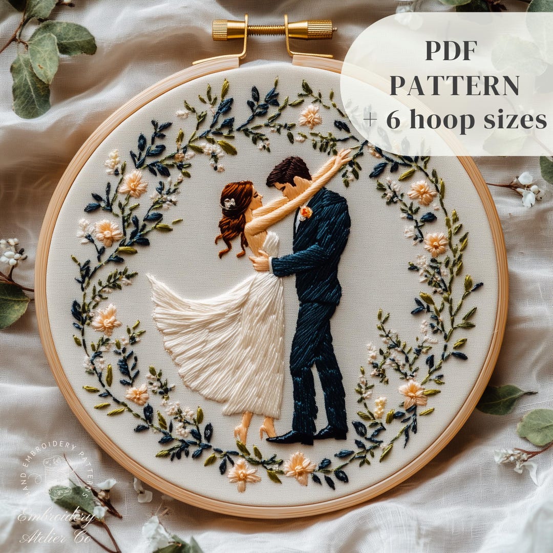 Wedding Embroidery PDF Pattern, Groom and Bride Embroidery Hoop Art ...