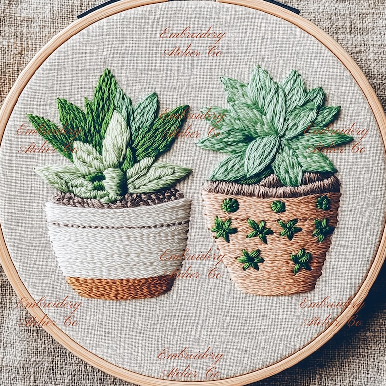 Succulent Plants Embroidery PDF Pattern, Easy Hand Embroidery Design ...