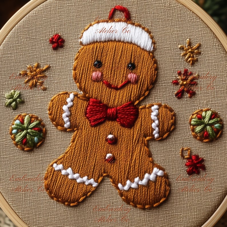 Gingerbread Man Embroidery PDF Pattern, Beginner Hand Embroidery Design ...