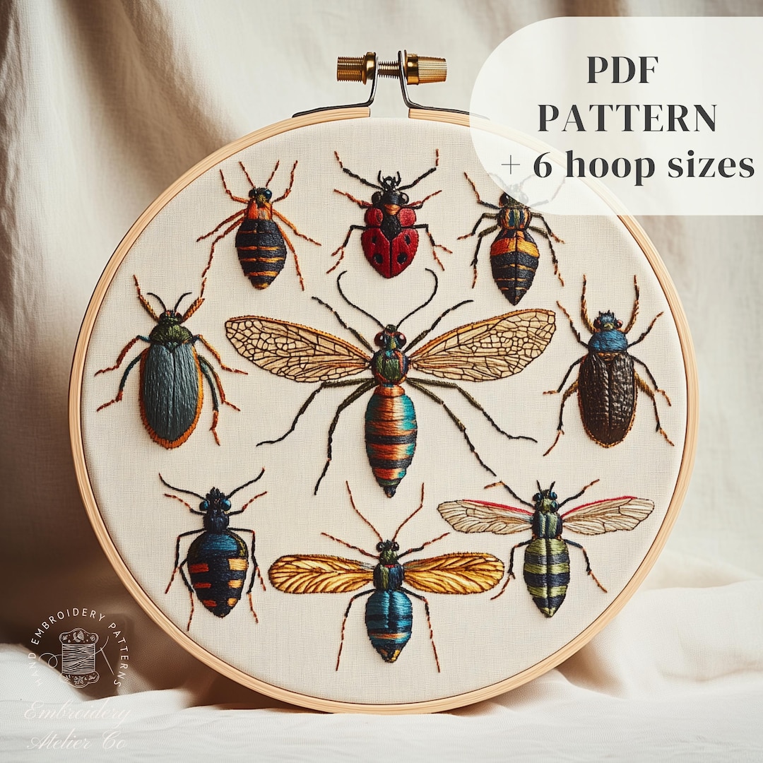 Gothic Insects Embroidery Pattern, Witchy Hand Embroidery Design ...
