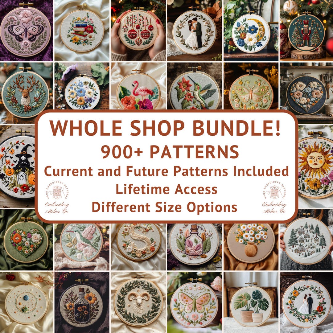 Embroidery PDF Pattern Whole Shop Bundle, Hand Embroidery Design ...