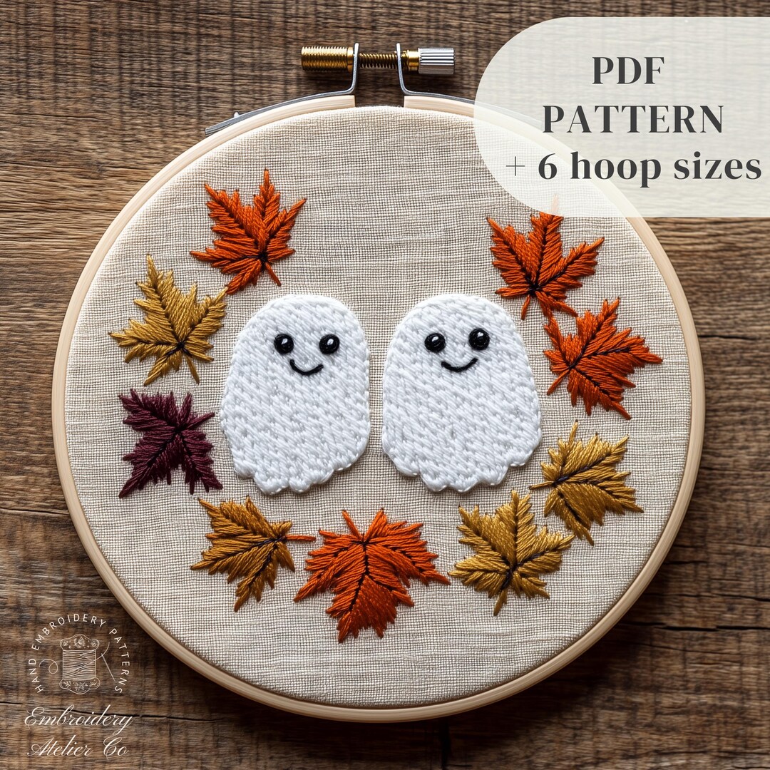 Halloween Embroidery PDF Pattern, Ghosts Hand Embroidery Design, Spooky ...