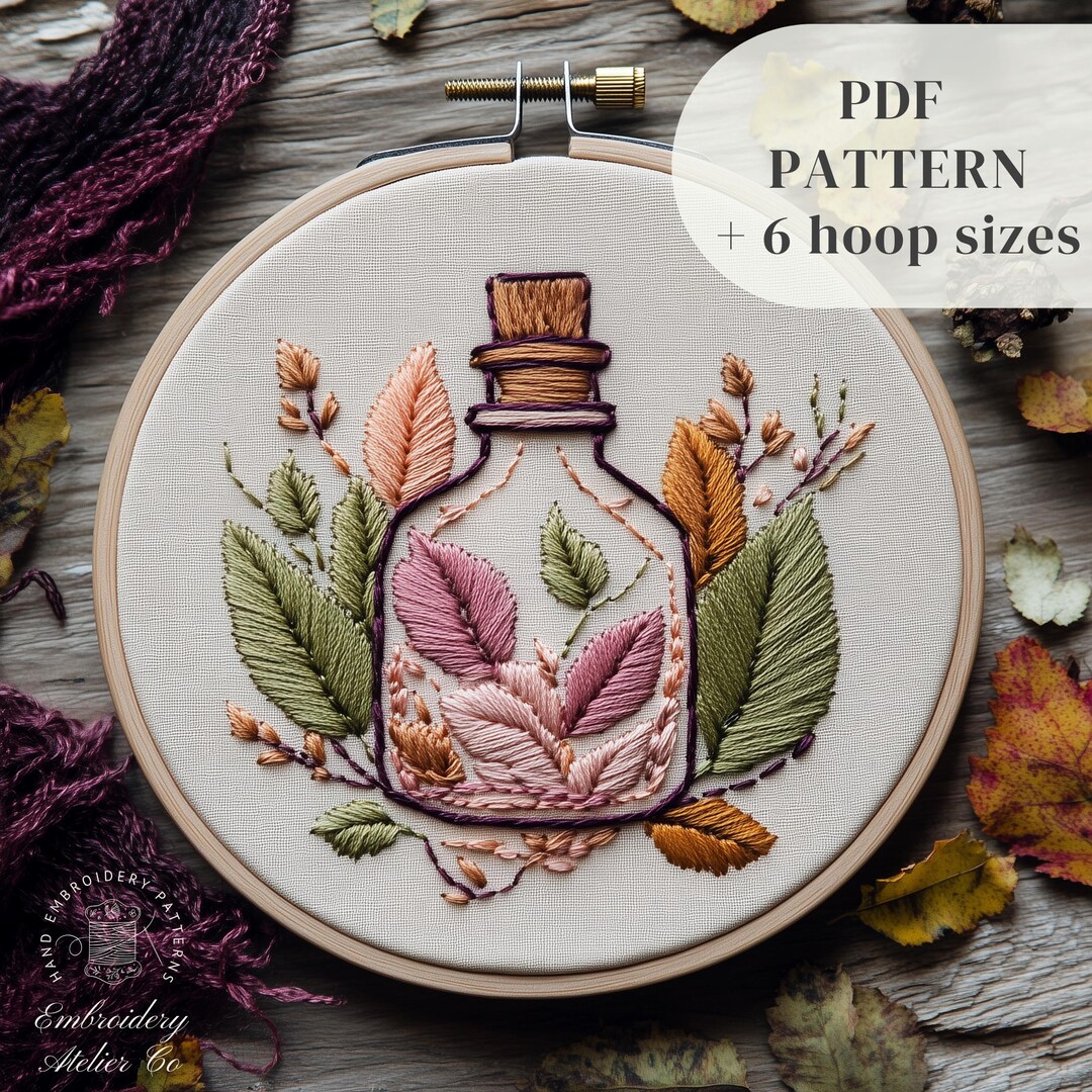 Magic Potion Embroidery PDF Pattern, Witchy Hand Embroidery Design ...