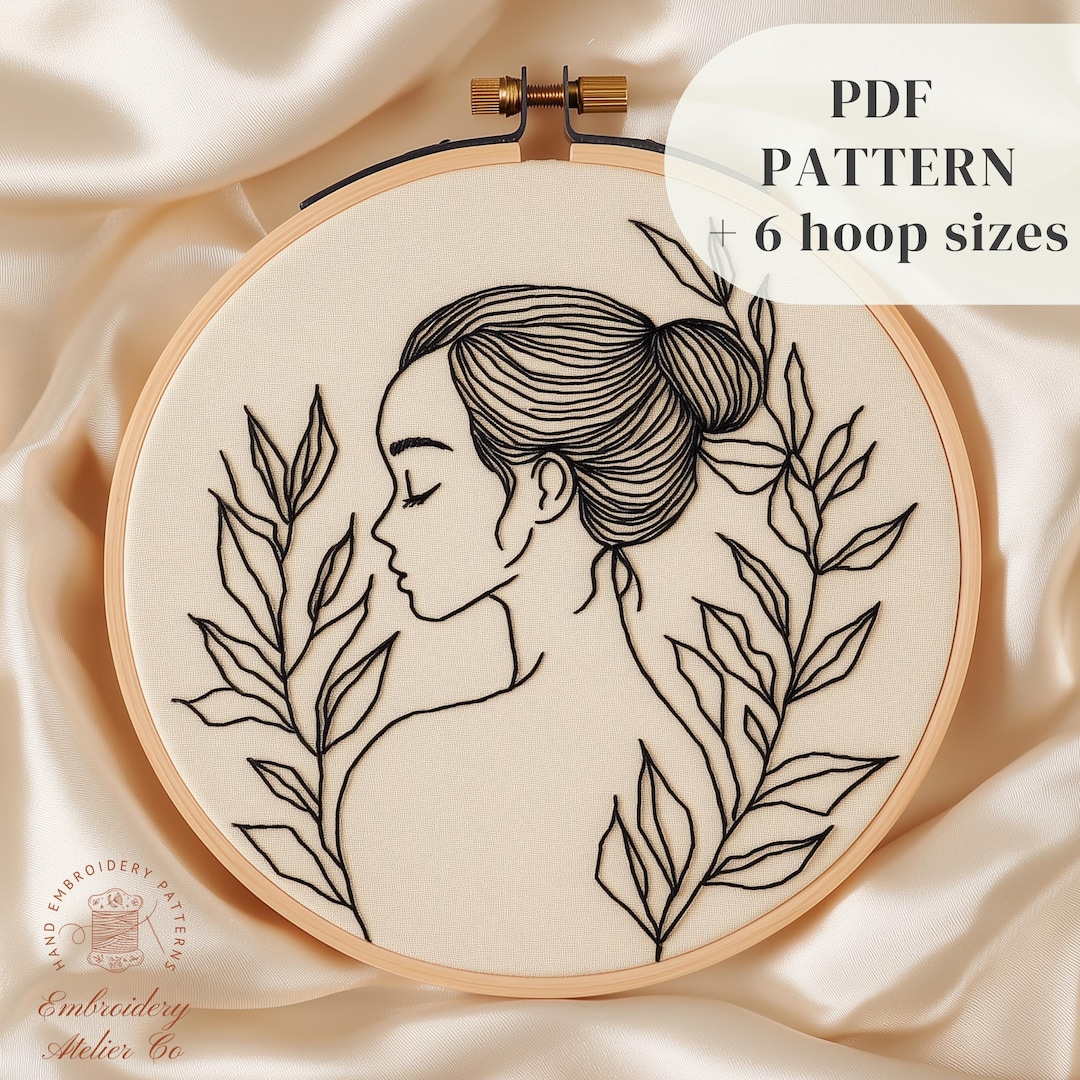 Woman Silhouette Embroidery PDF Pattern, Female Hand Embroidery Design ...