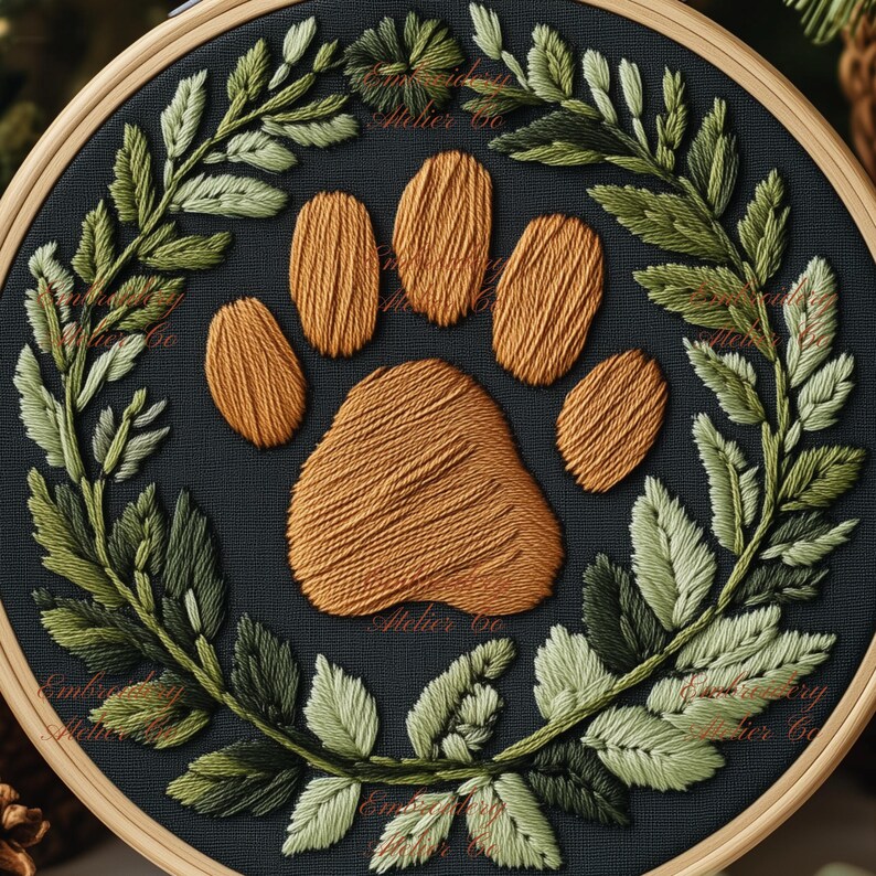Paw Print Hand Embroidery PDF Pattern, Toe Beans DIY Embroidery Hoop ...