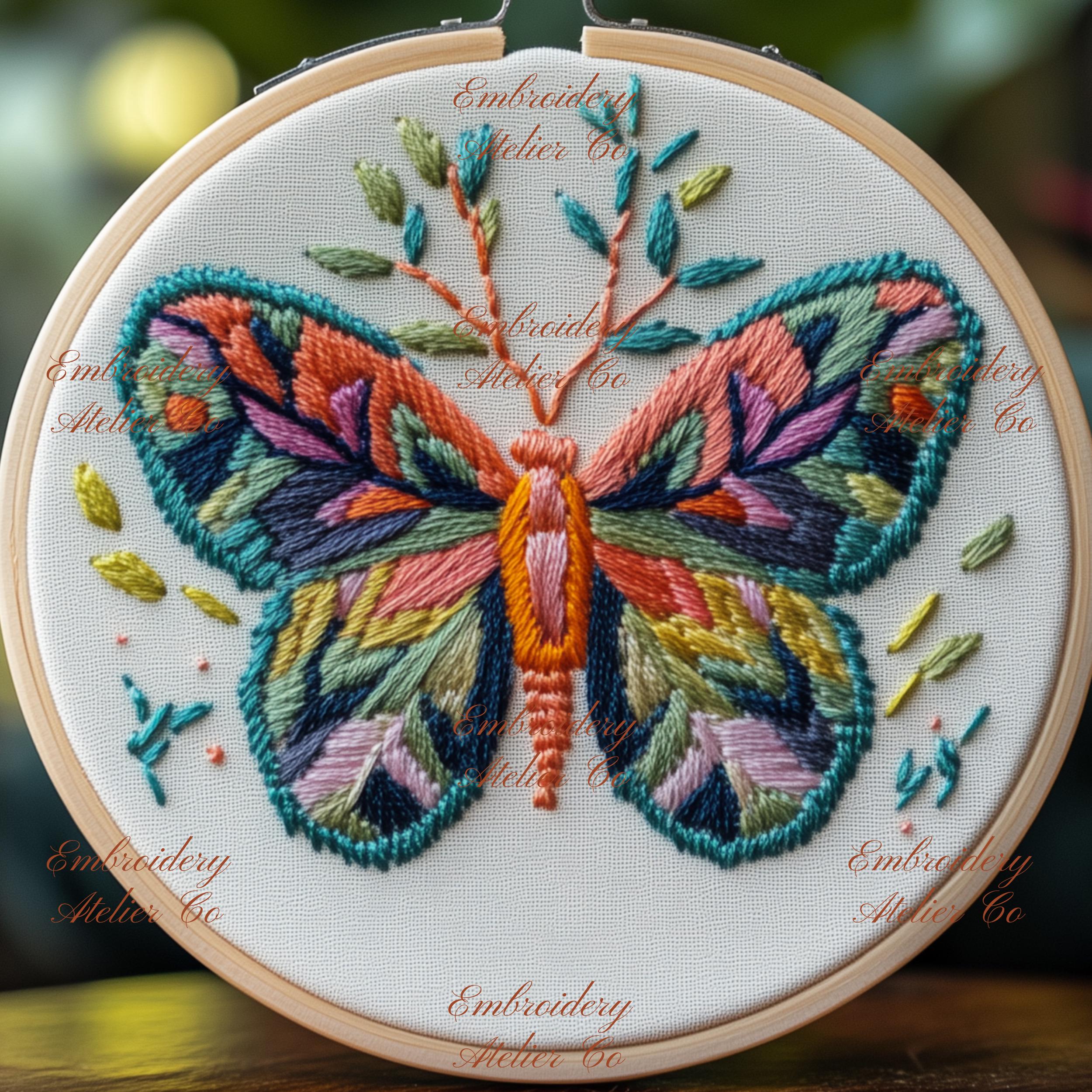 Whimsical Moth Hand Embroidery Pattern, Insect Embroidery Design for ...