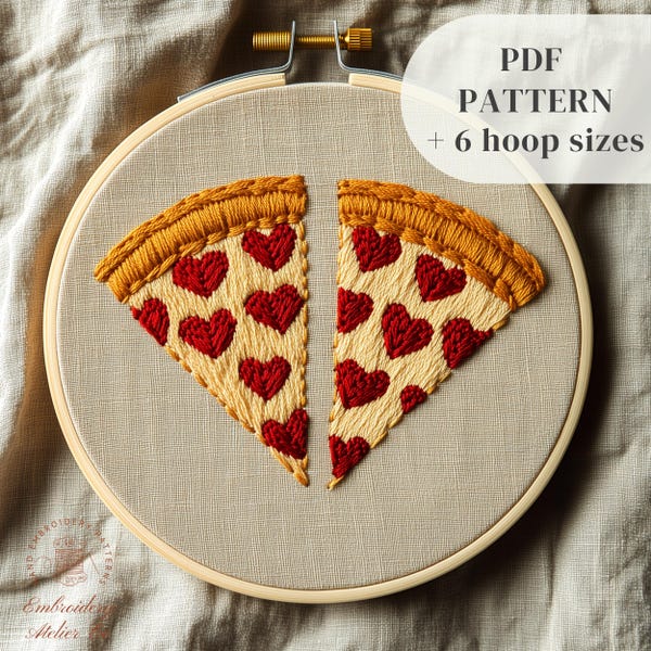 Pizza Hand Embroidery - Etsy UK