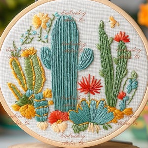 Cactus Garden Embroidery Pattern, Botanical Hand Embroidery PDF Design ...