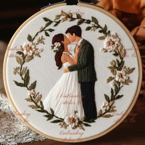 Wedding Embroidery PDF Pattern, Groom and Bride Embroidery Hoop Art ...