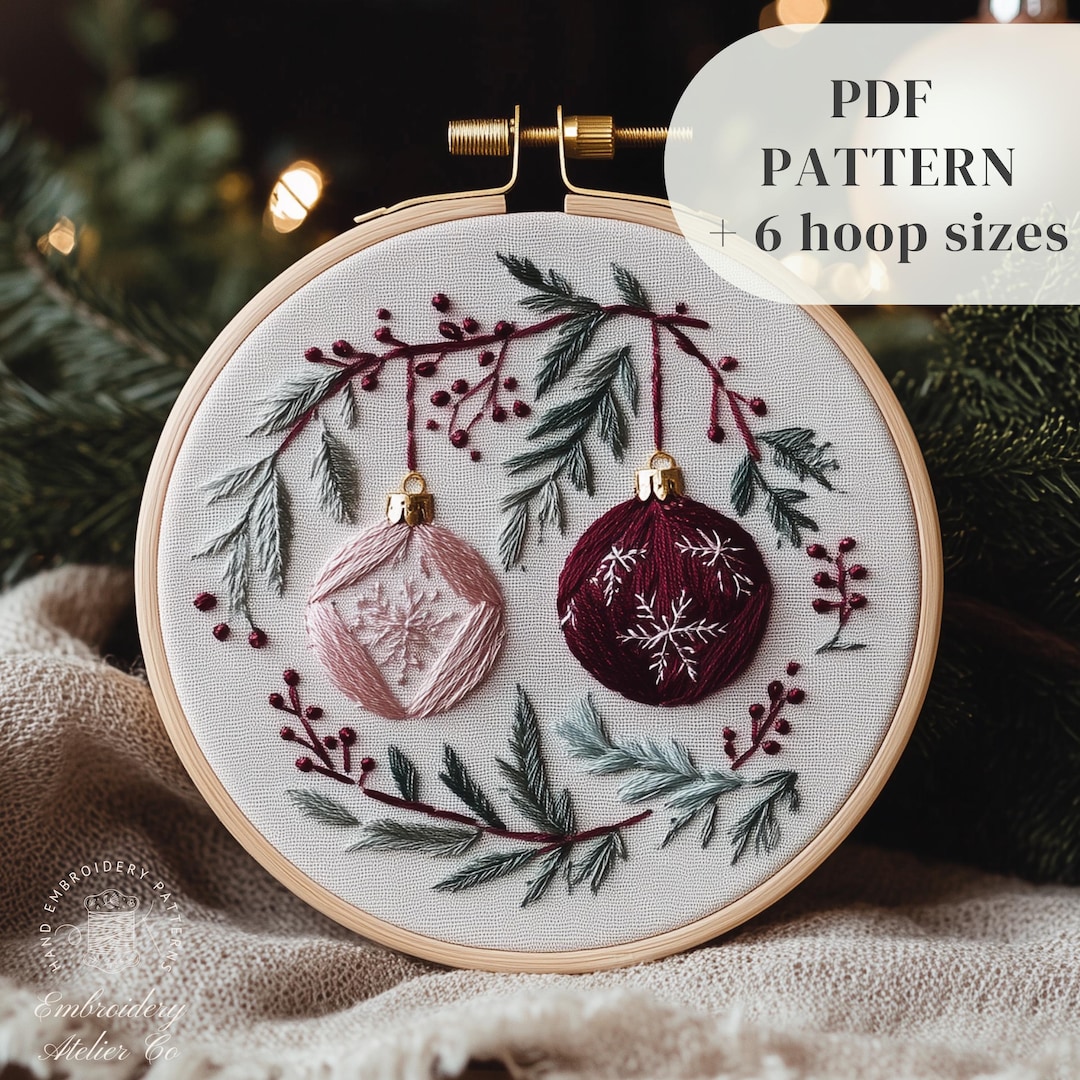 Christmas Hand Embroidery Pattern, Christmas Ornaments Embroidery ...