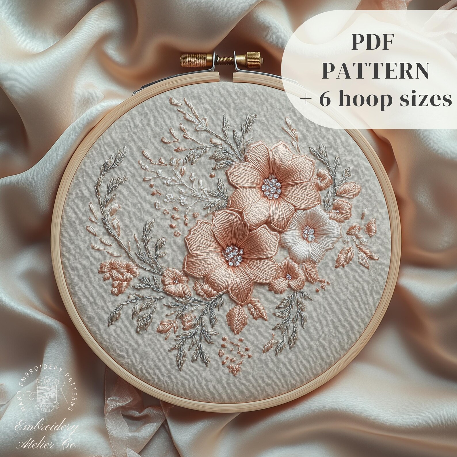 Wedding Flowers Hand Embroidery Pattern, Bride's Flowers Embroidery ...