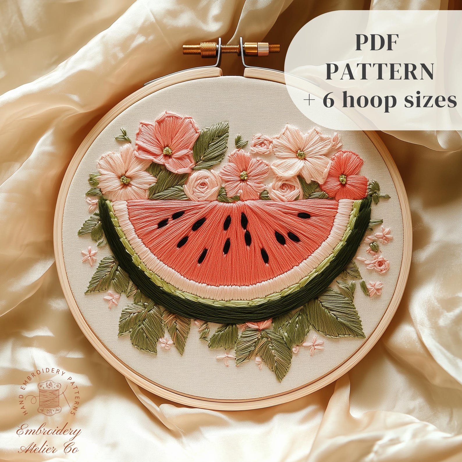 Watermelon Embroidery PDF Pattern, Summer Fruit Hand Embroidery Design ...