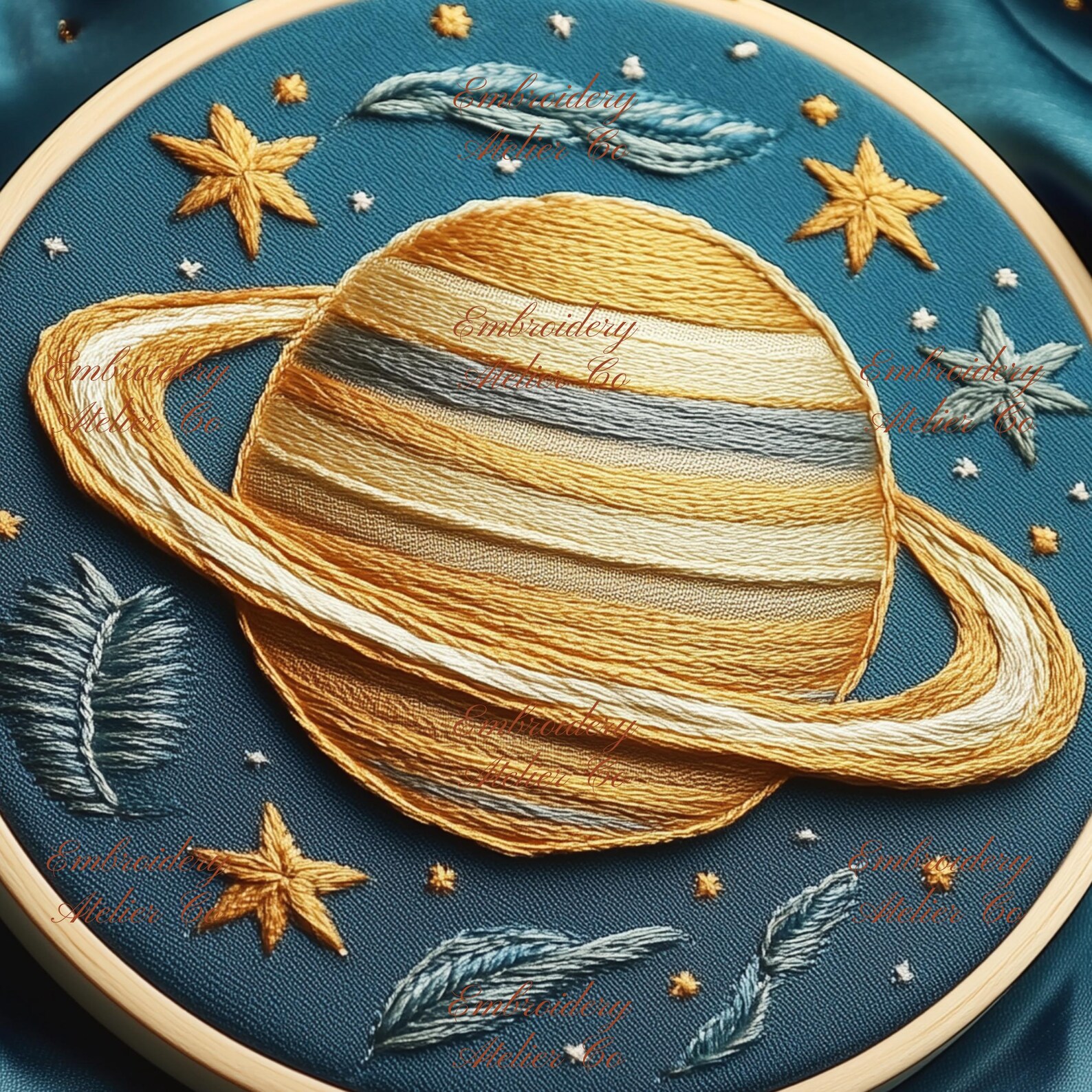 Saturn Planet Hand Embroidery Pattern, Celestial Embroidery Design ...