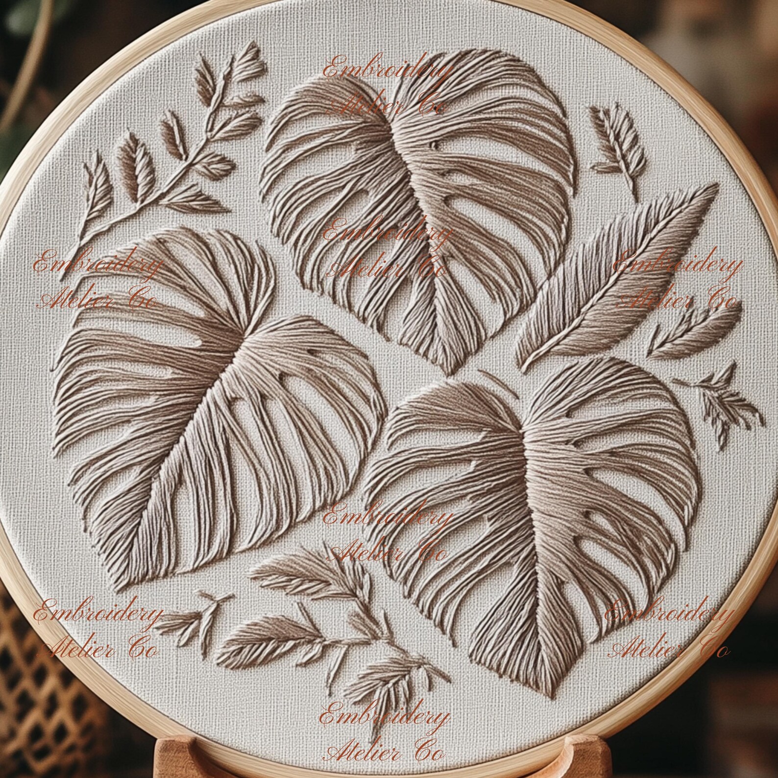 Monstera Leaves Embroidery PDF Pattern, Beginner Hand Embroidery Design ...
